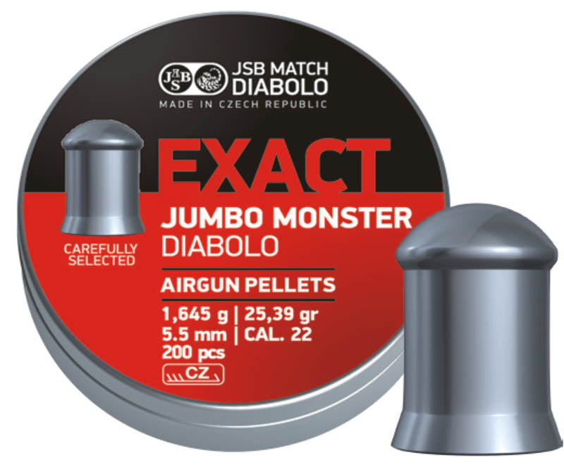 JSB Diabolo Jumbo Exact Monster Pellets .22/5.52mm 25.39gr 200s ...